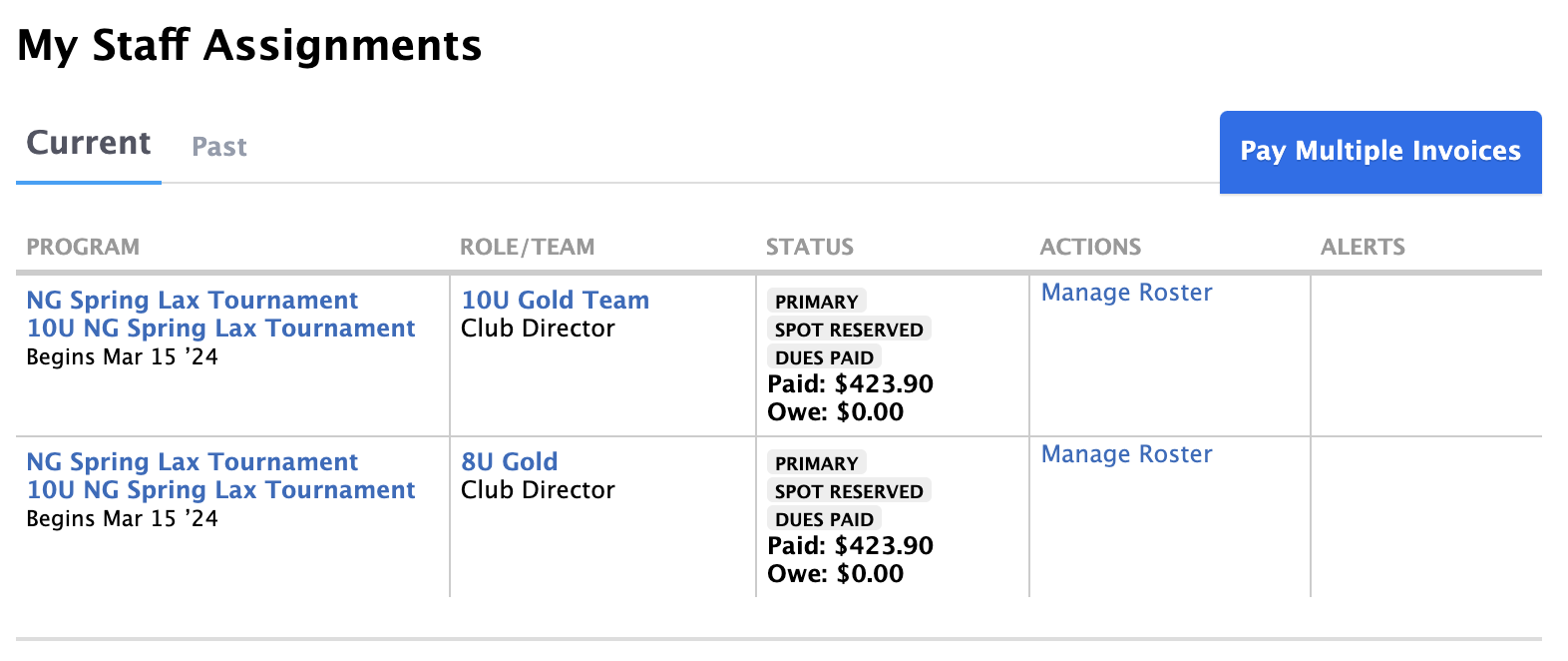 LeagueApps Member Portal