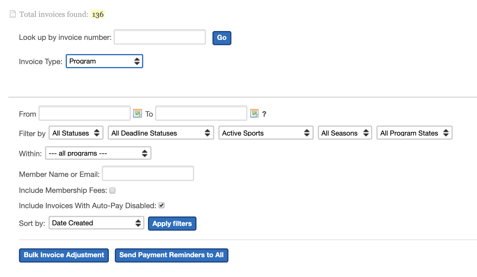 Invoices – LeagueApps