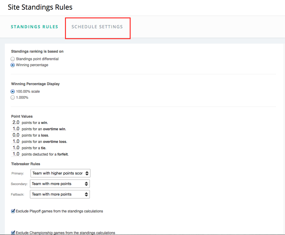 How to customize your schedule settings – LeagueApps