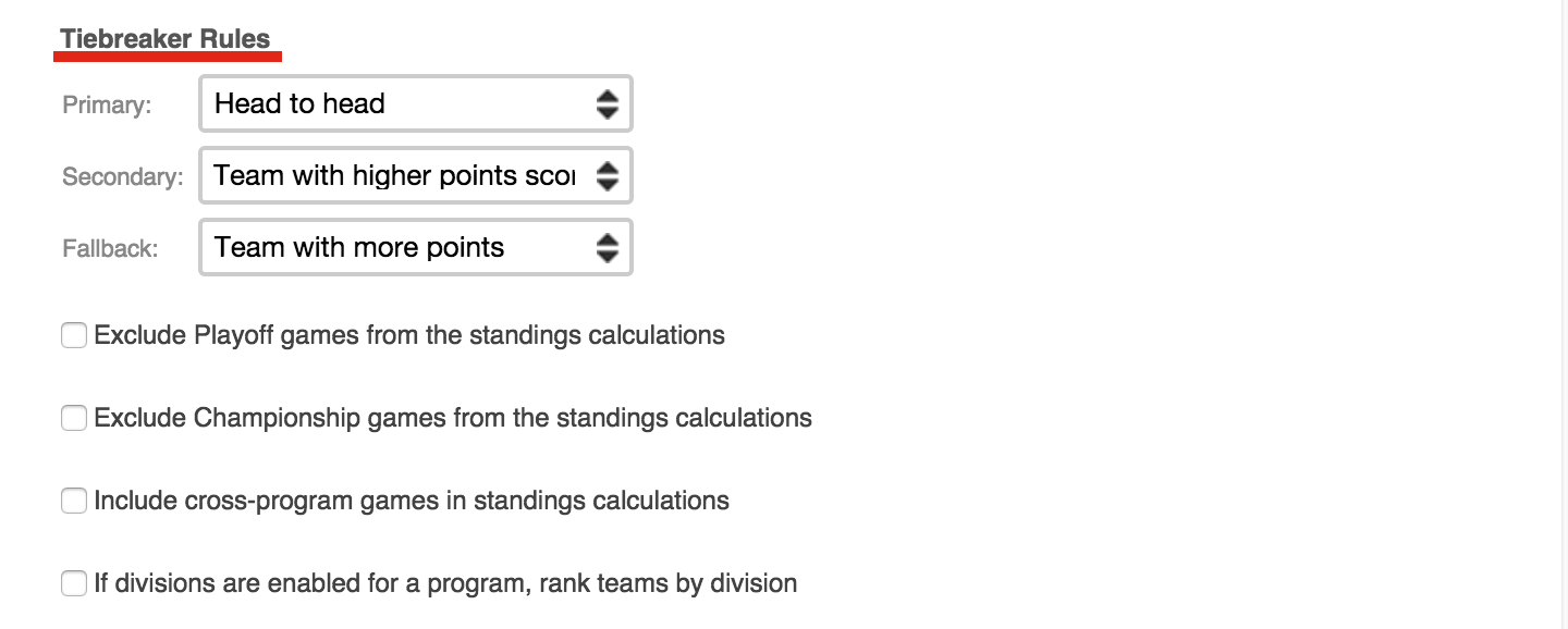 Customize Standings Rules – LeagueApps