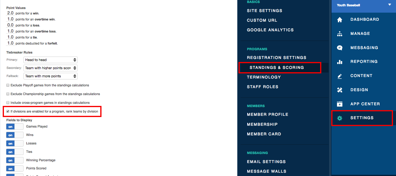 How to create program divisions – LeagueApps