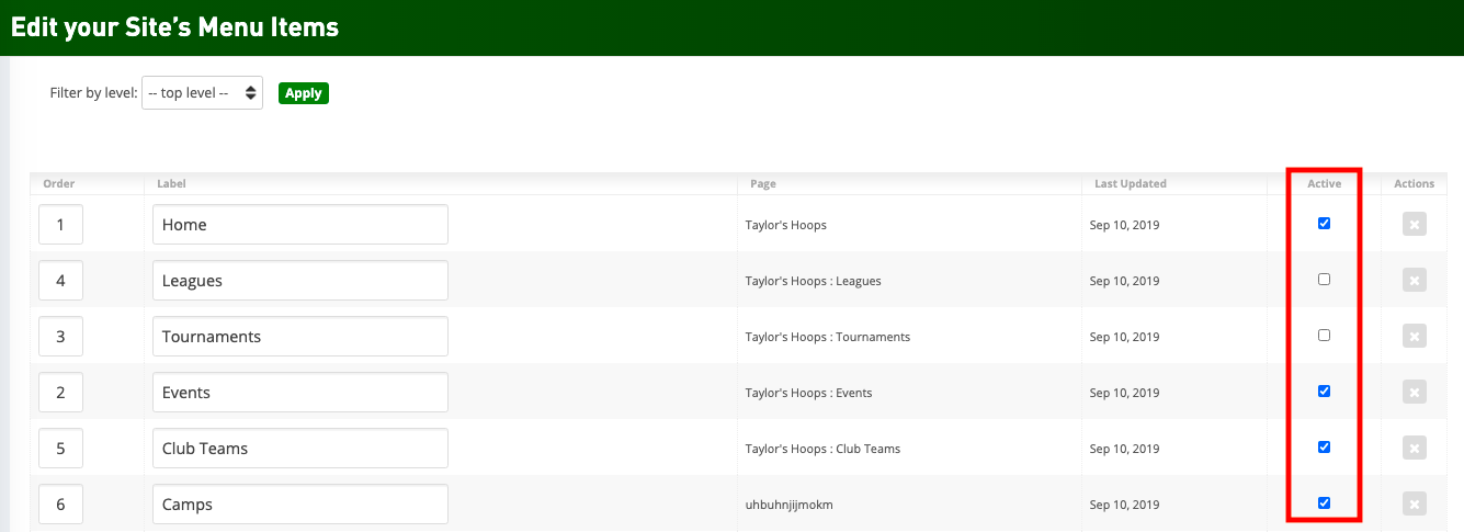 How to manage Menu Items – LeagueApps