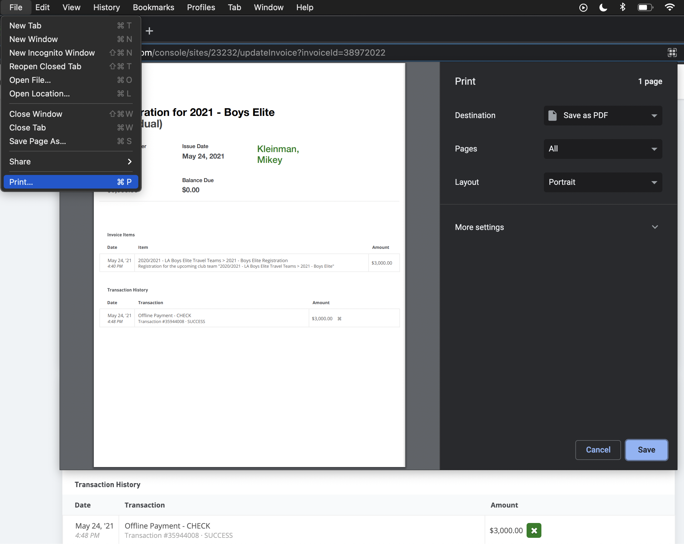 Invoices – LeagueApps
