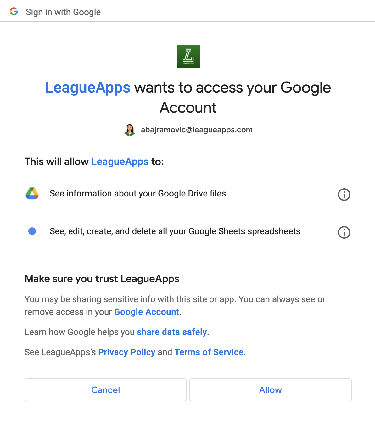 Google Sheets Integration – LeagueApps
