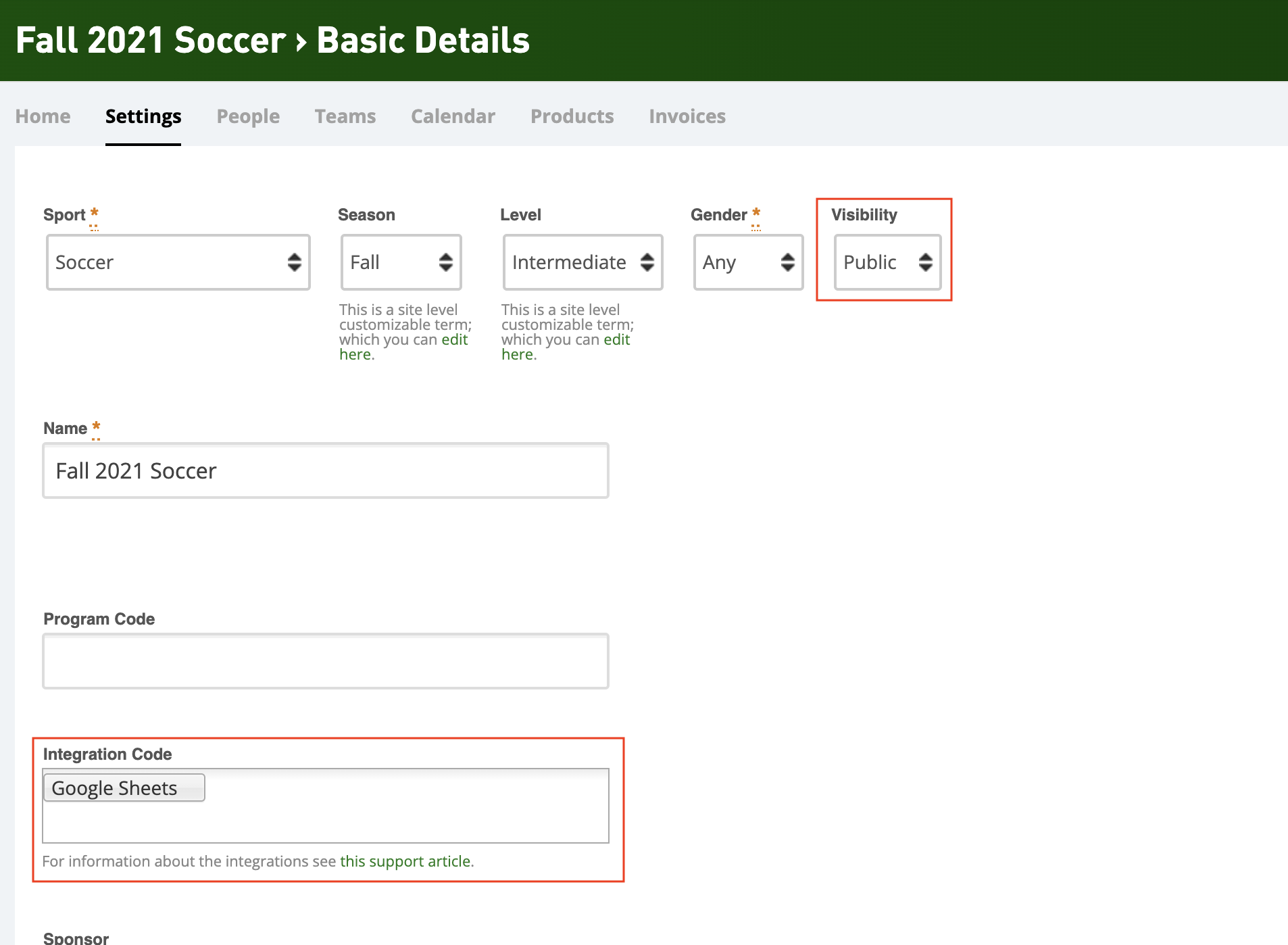 Google Sheets Integration – LeagueApps