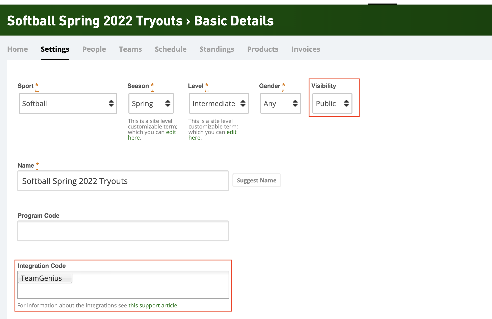 TeamGenius Integration – LeagueApps